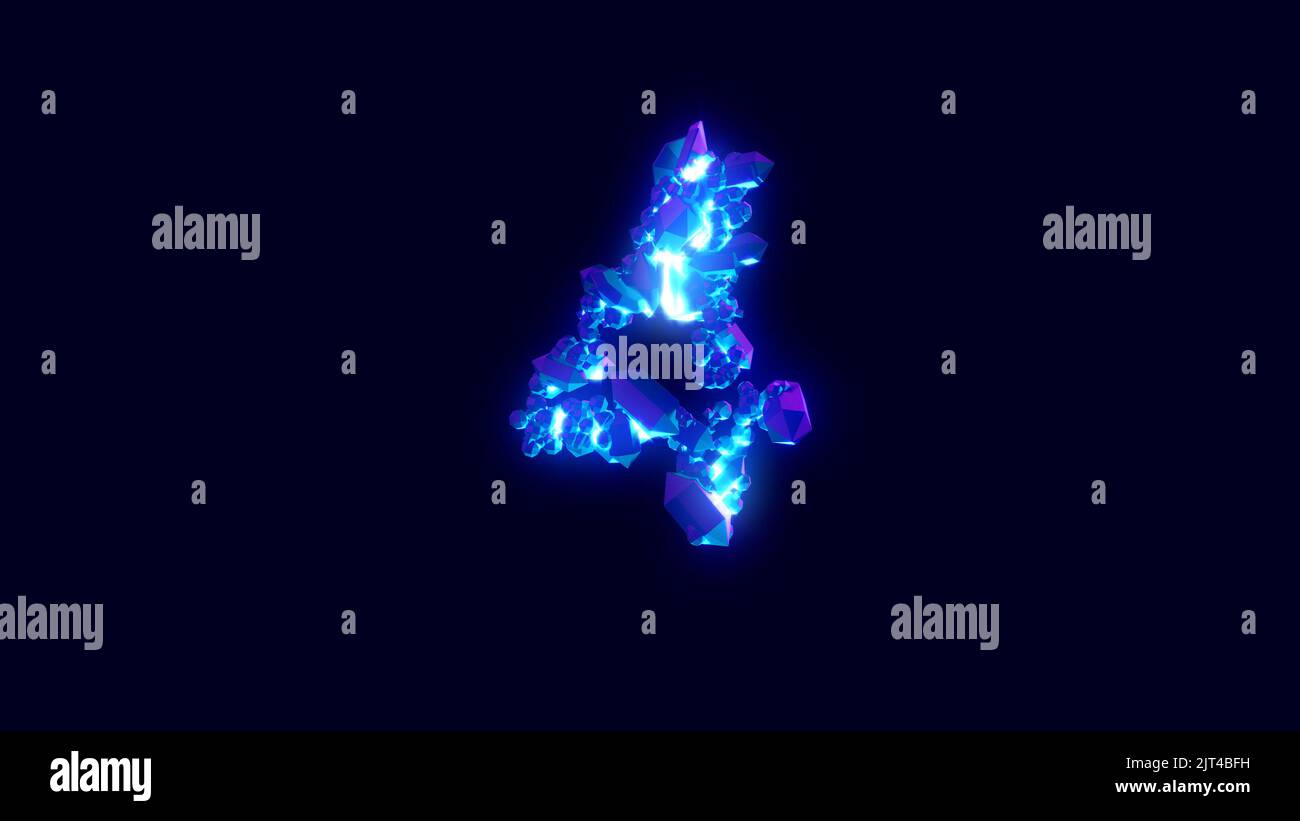 magic brilliants or ice crystals - number 4, creative font, isolated ...