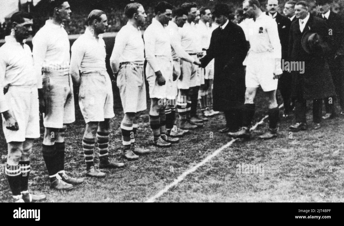 Twickenham 1926, Bob Hanvey & Tosh Holliday, presented to the King ...