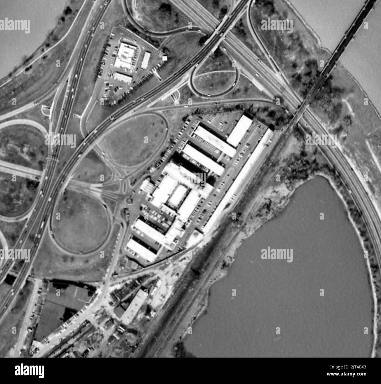 Twin bridges marriott aerial 1965-02-27 Cropped Stock Photo - Alamy