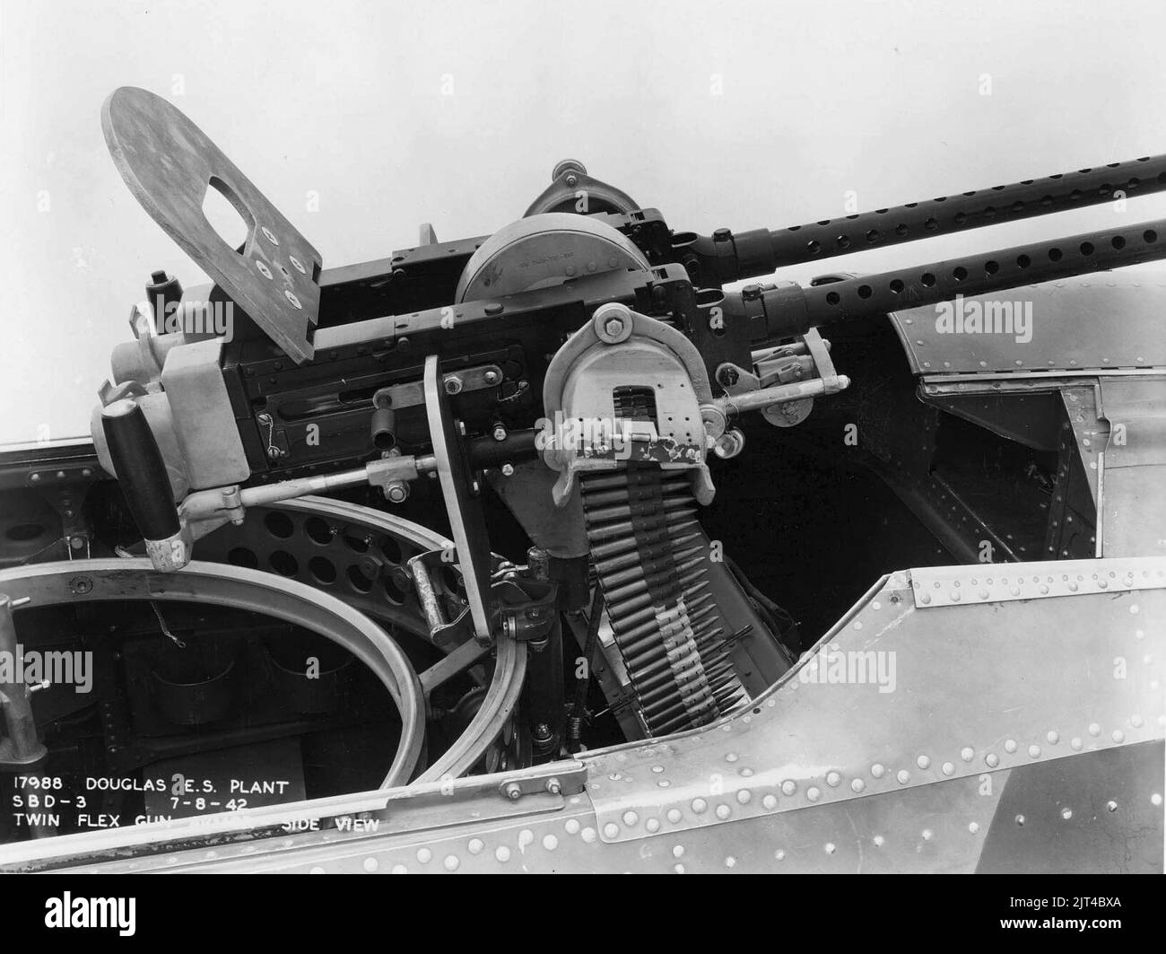 Twin Browning machine guns of a Douglas SBD-3 1942 Stock Photo - Alamy