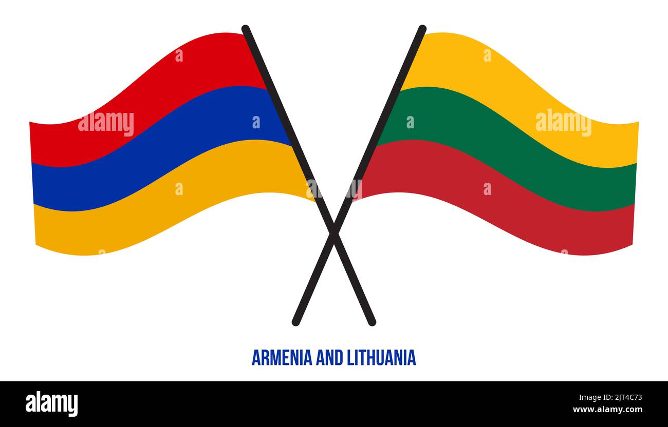 Armenia and Lithuania Flags Crossed And Waving Flat Style. Official ...