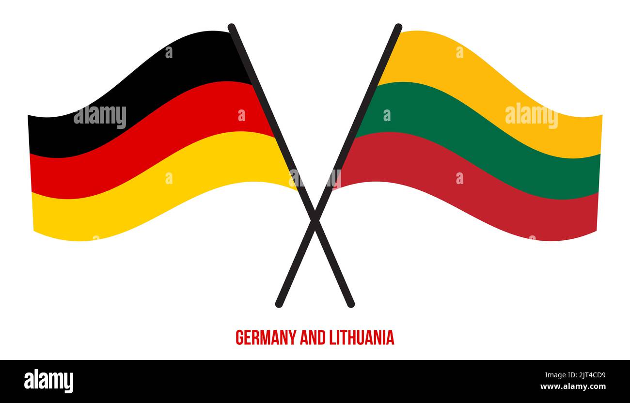 Germany and Lithuania Flags Crossed And Waving Flat Style. Official ...