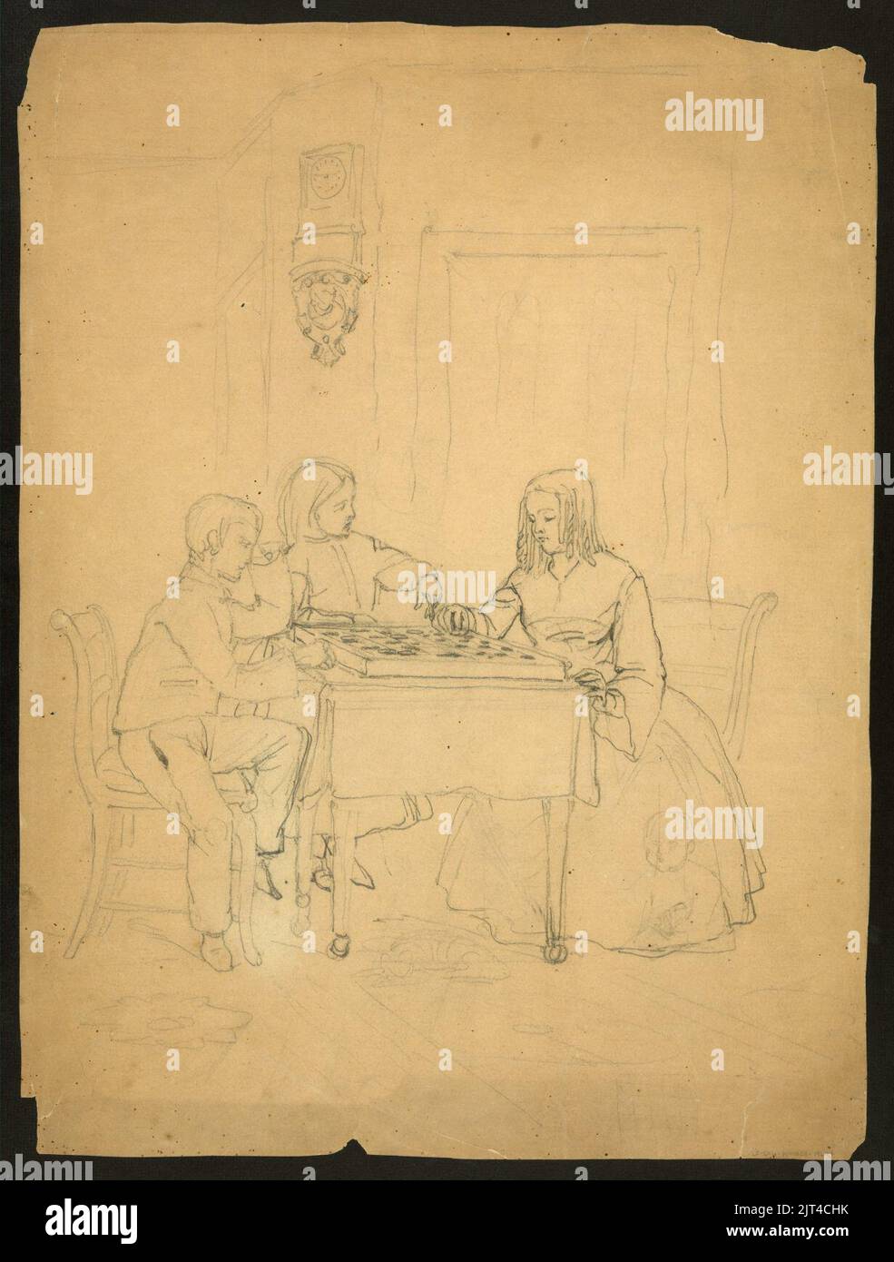 Two children playing checkers or draughts) War roll of the Weccacoe ...
