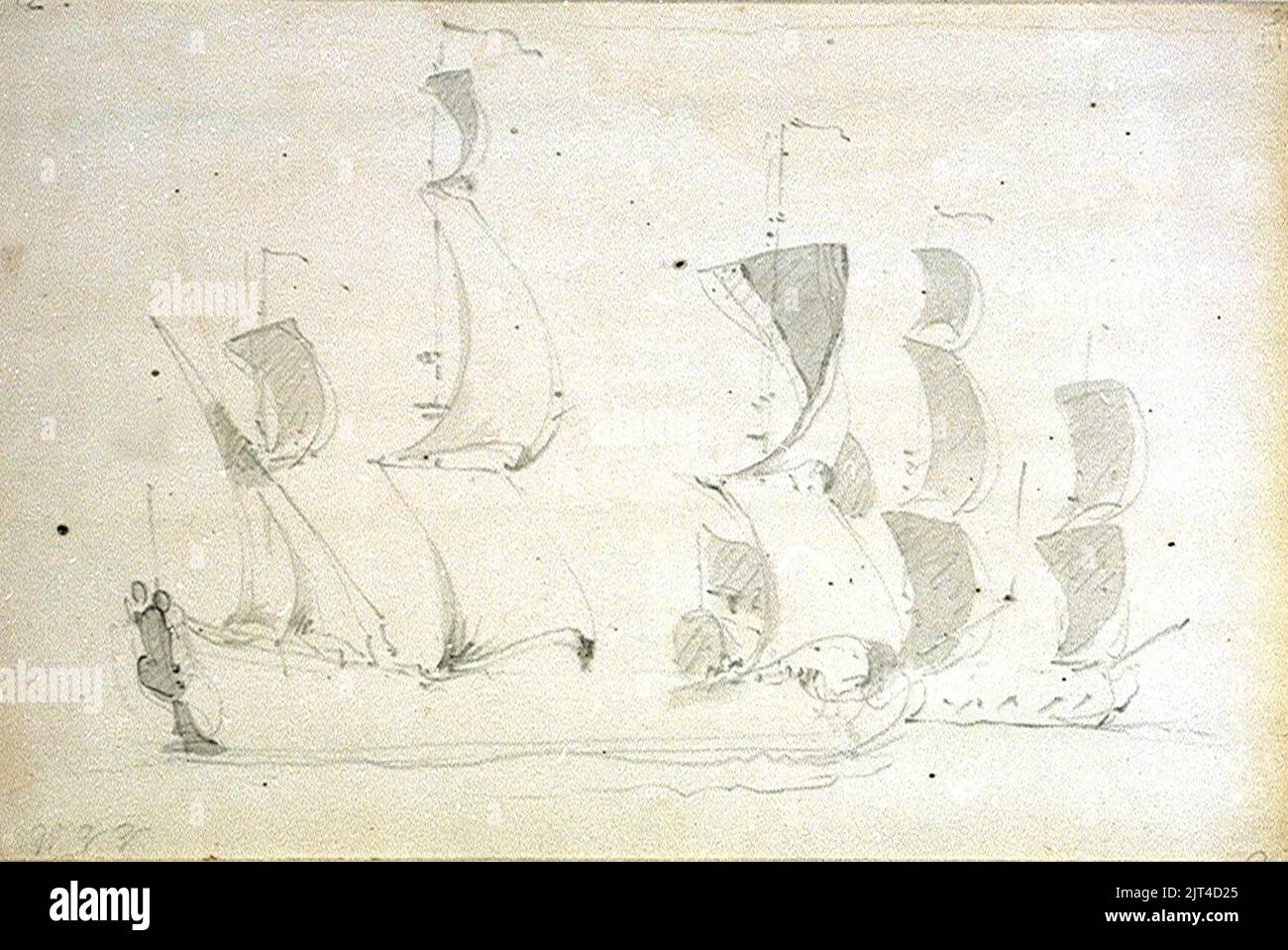 Two English ships with the wind on the port quarter Stock Photo - Alamy