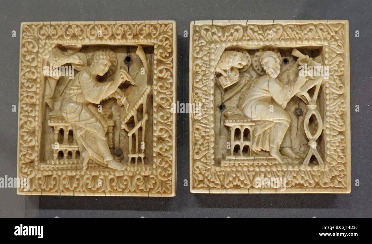 Two evangelists writing (John and Mark), Lothringen, 1050-1100 AD ...