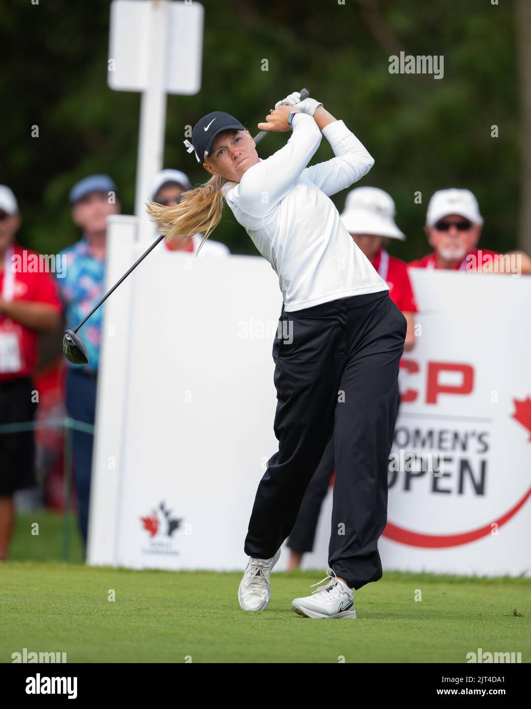 OTTAWA, ON - AUGUST 27: Frida Kinhult of Sweden on the 1st hole tee ...