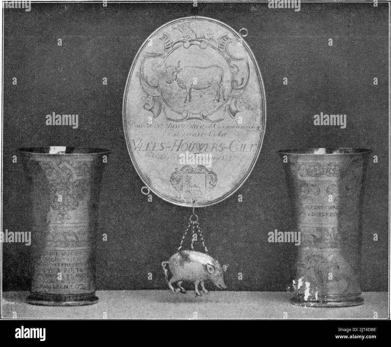 Two goblets and an insign from the Vleeshouwersgilde in Dordrecht Stock ...