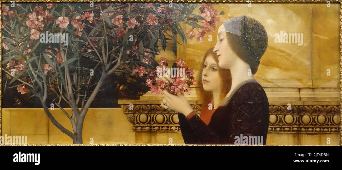 Two Girls with an Oleander Bush, by Gustav Klimt, c. 1890-1892, oil on ...