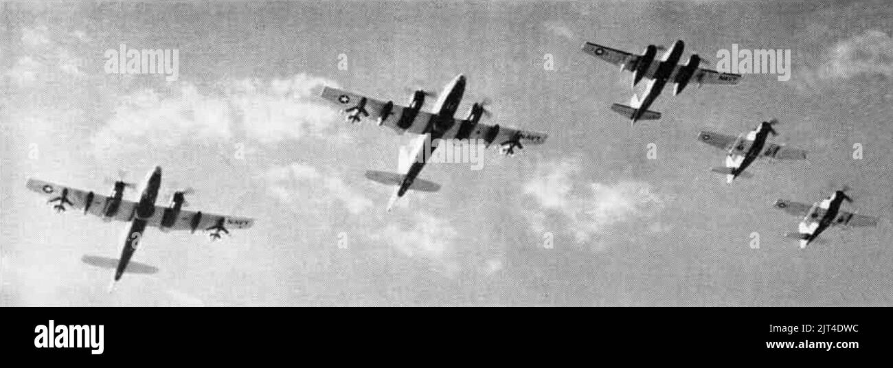 Two Lockheed P2V-5FD Neptune, a Douglas JD-1 Invader and two Douglas AD ...
