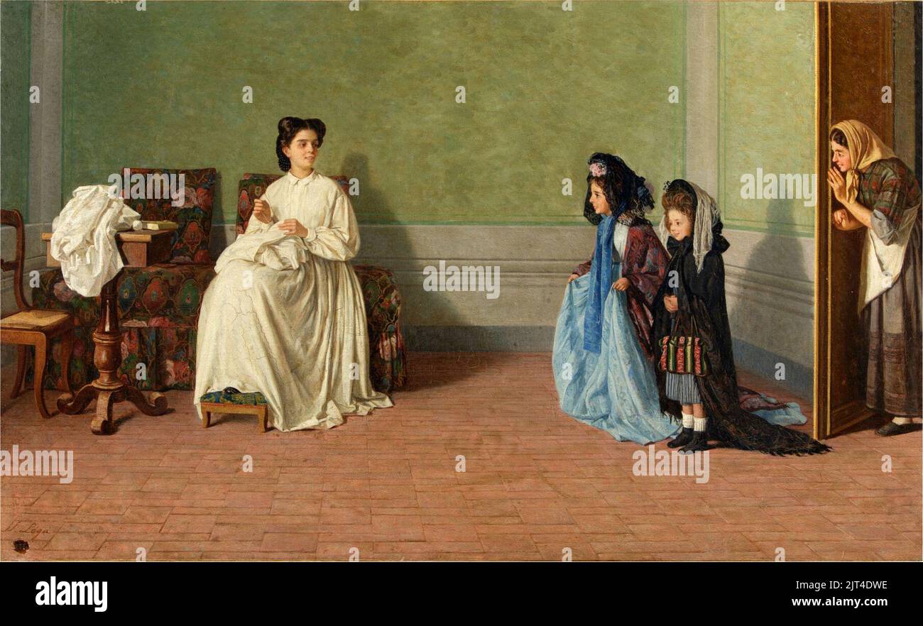 Two little girls playing ladies - Childish fun (c.1865), by Silvestro ...