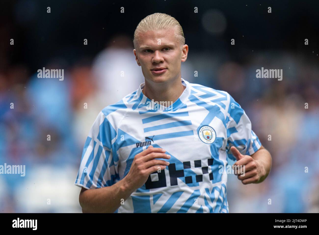 MANCHESTER, ENGLAND - AUGUST 27: Erling Haaland of Manchester City ...