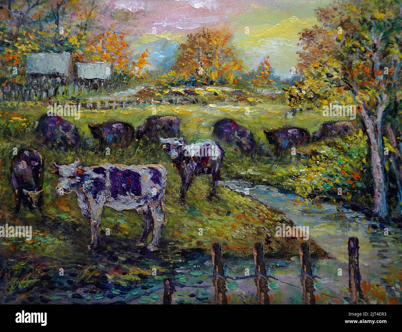 Art painting Oil color Hut Thailand Countryside Stock Photo - Alamy