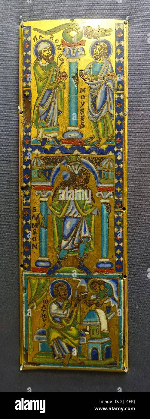Two plaques from a Processional Cross, depicting Old Testament scenes ...