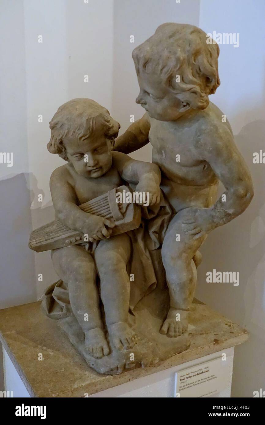 Two putti with a hurdy-gurdy, by Johann Peter Wagner, 1776-1777 Stock ...