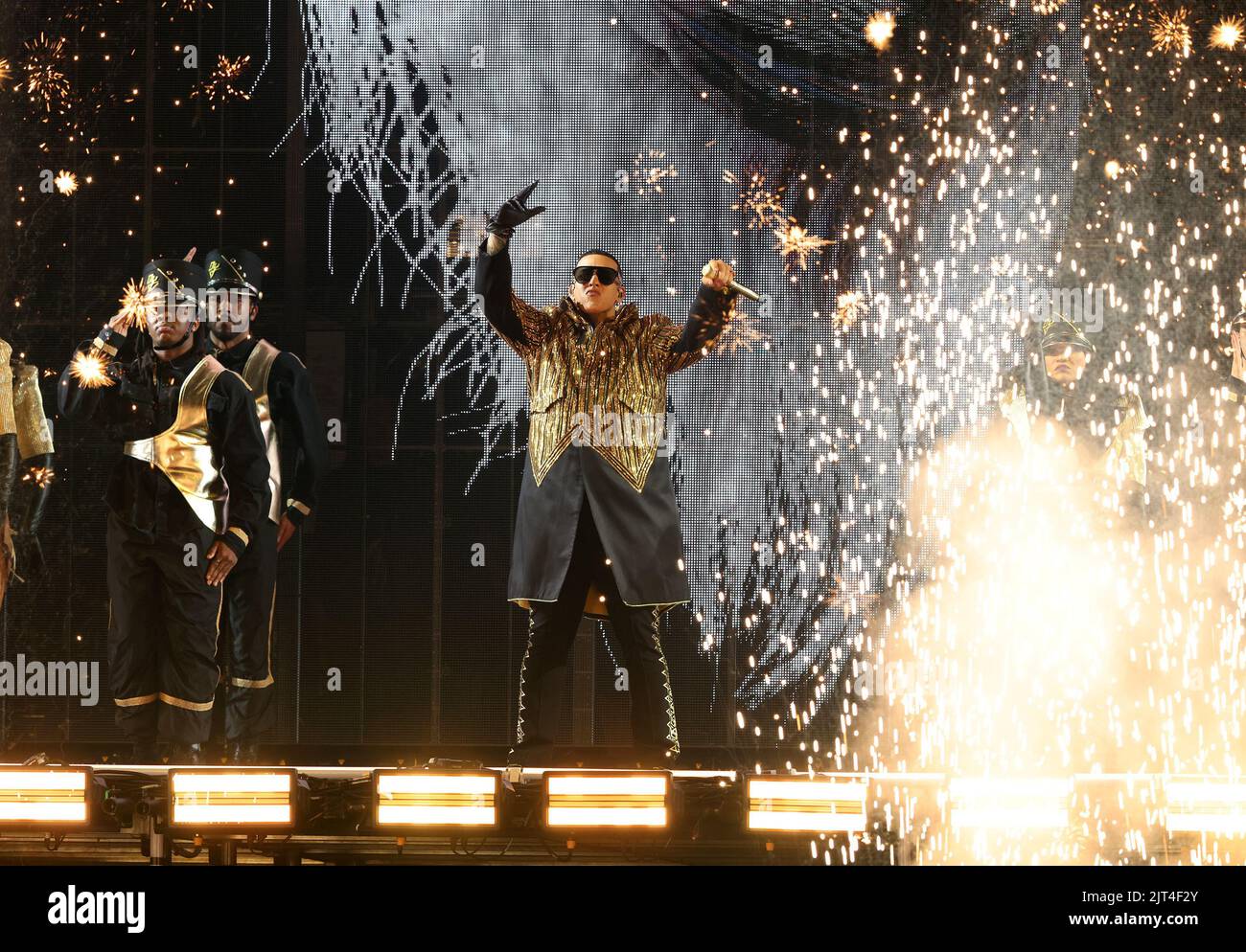 MIAMI, FL - AUGUST 27: Daddy Yankee performs on stage during his La ...