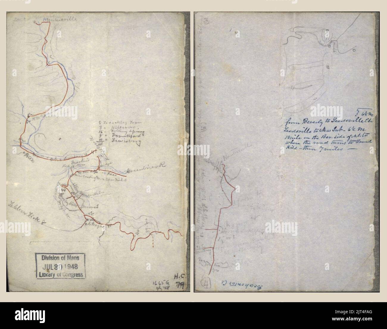 Two sketches on one sheet of the road from Huntersville, W. Va. along ...