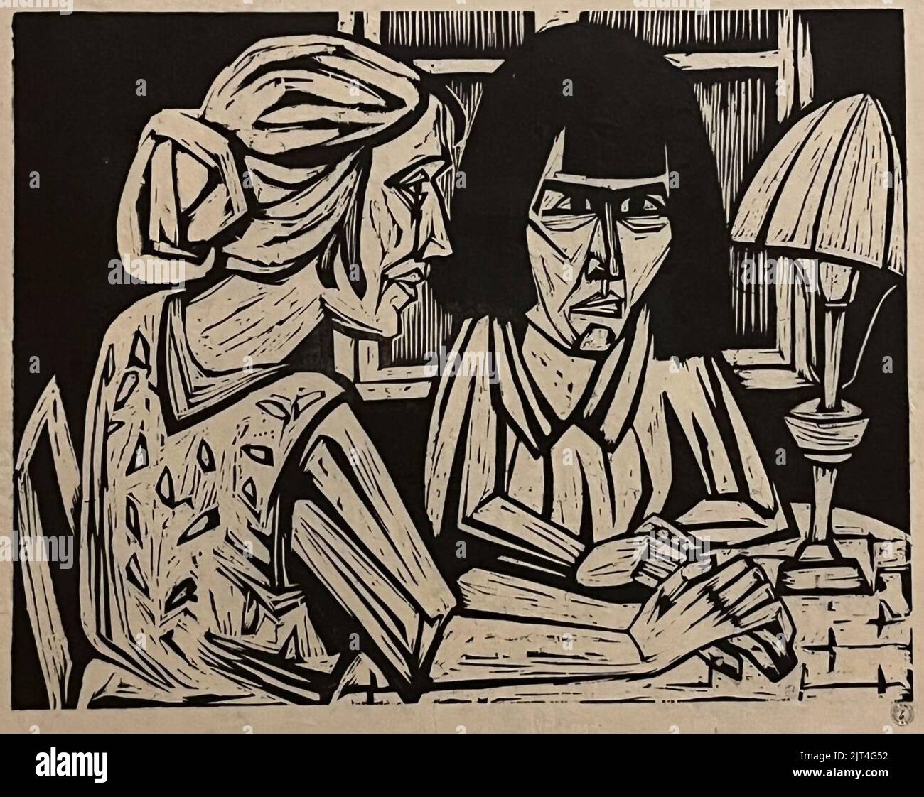 Two women at the lamp Susanne Hübscher and Anna Müller) 1924-1925 ...
