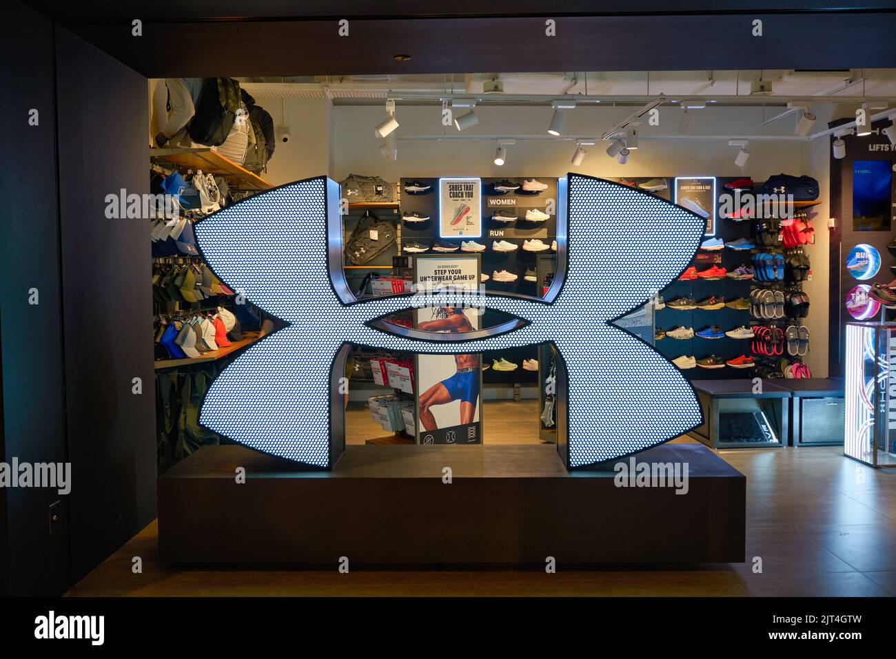SINGAPORE - CIRCA JANUARY, 2020: Under Armour sign as seen in the store ...
