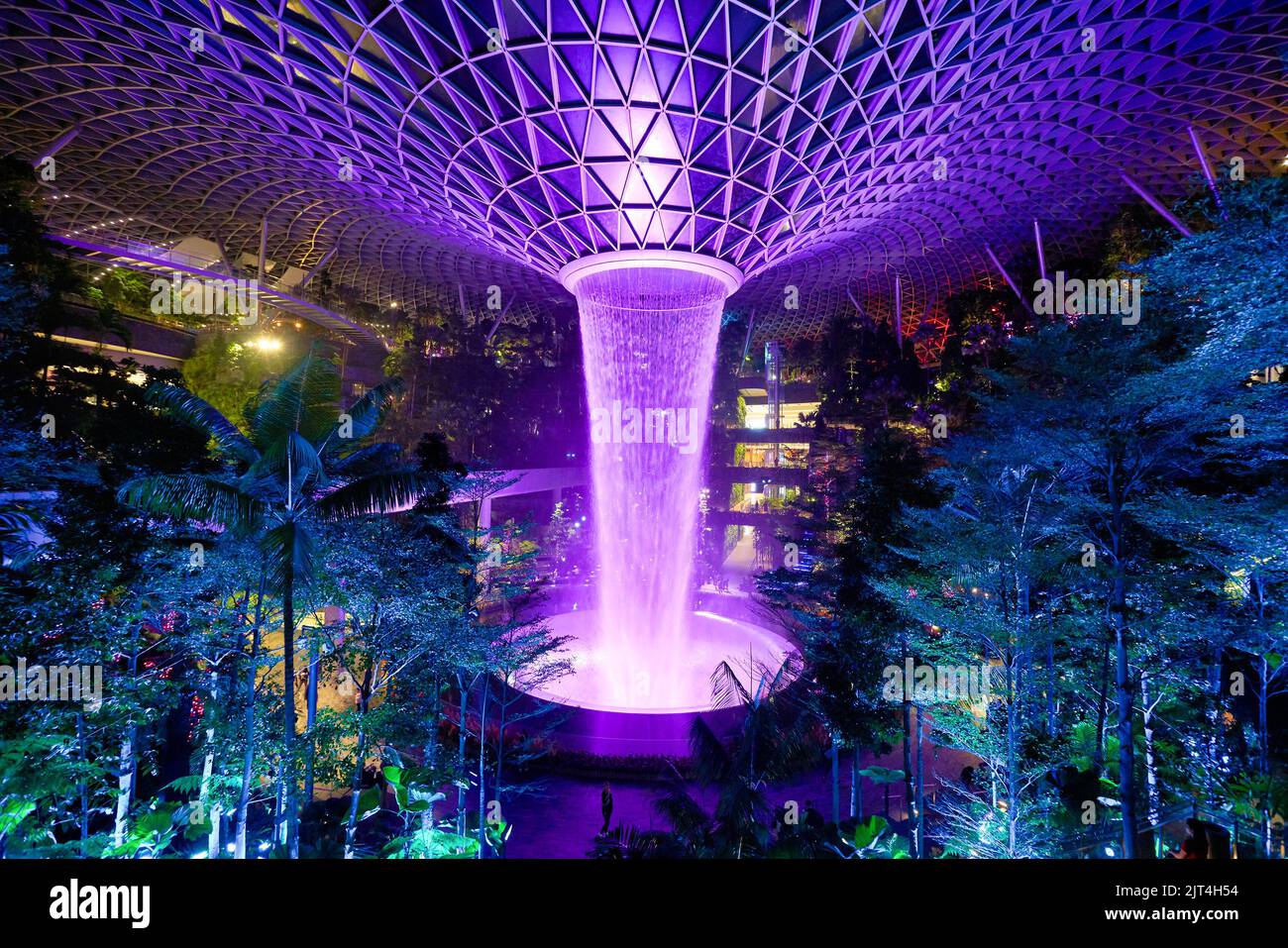 SINGAPORE - CIRCA JANUARY, 2020: view of the Rain Vortex, the world's largest and tallest indoor ...