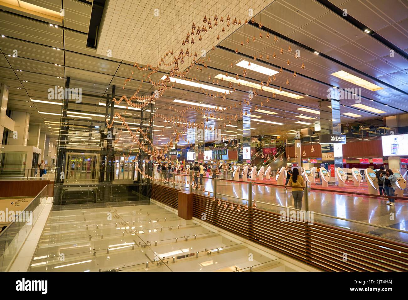 SINGAPORE - CIRCA JANUARY, 2020: the Kinetic Rain sculpture in Terminal ...