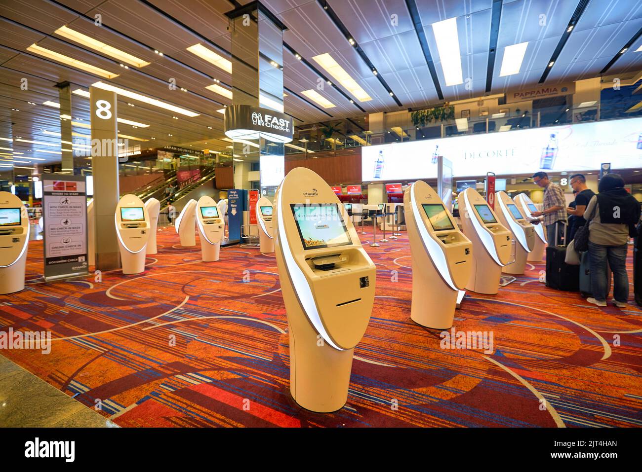 SINGAPORE - CIRCA JANUARY, 2020: self-service check-in facilities at ...
