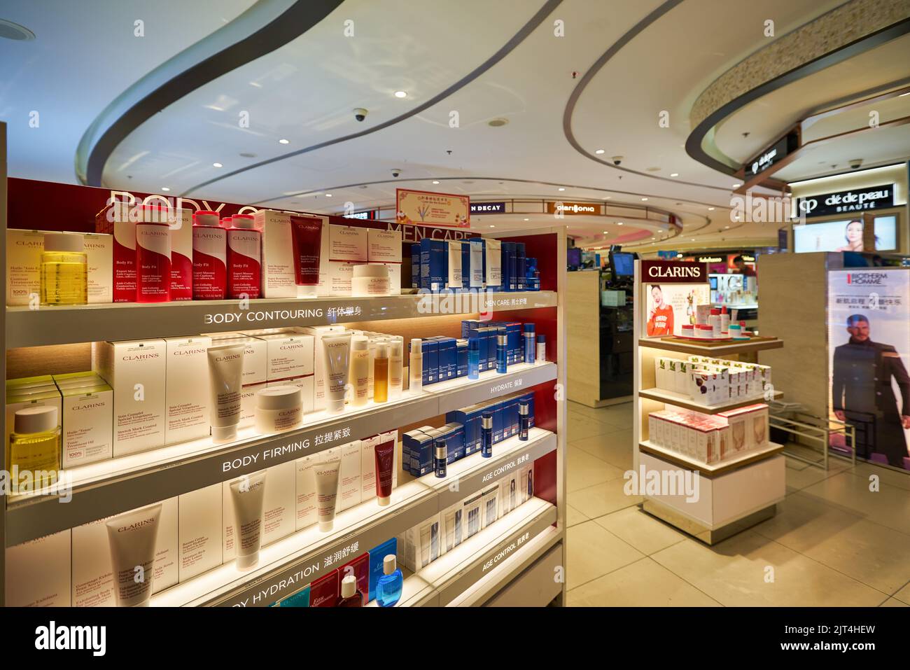 SINGAPORE - CIRCA JANUARY, 2020: Clarins personal care products on ...