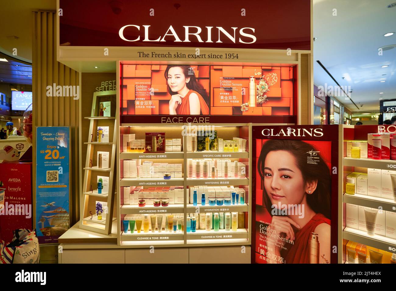 SINGAPORE - CIRCA JANUARY, 2020: Clarins personal care products on ...