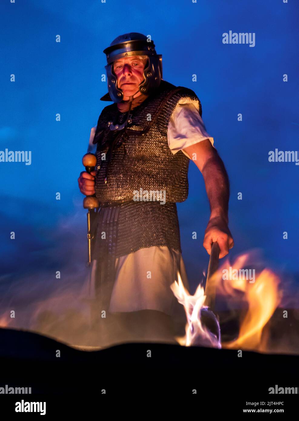 Martin Stiles, a member of Roman living history group Secunda Augusta ...