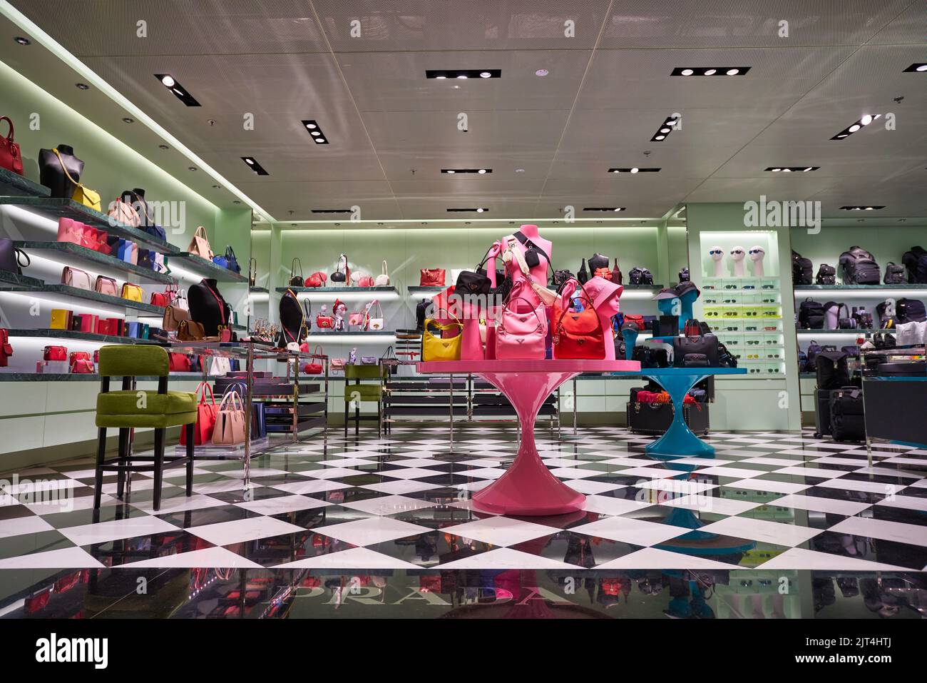 SINGAPORE - CIRCA JANUARY, 2020: bags on display at Prada store in ...