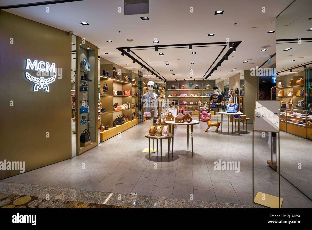 SINGAPORE - CIRCA JANUARY, 2020: bags on display at MCM store in ...