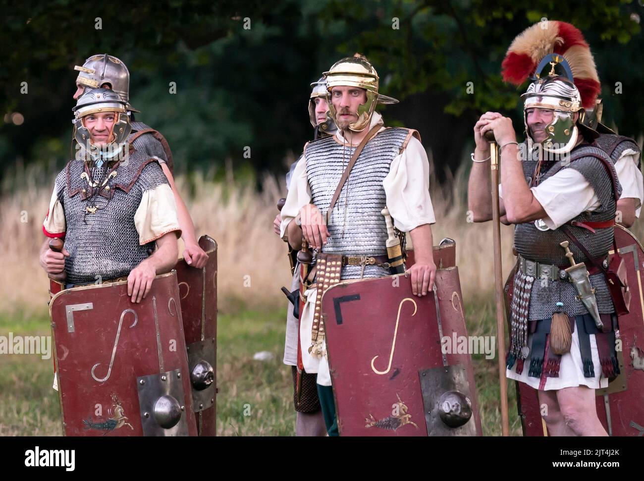 Roman living history reenactors during the reenactment at Chesters ...