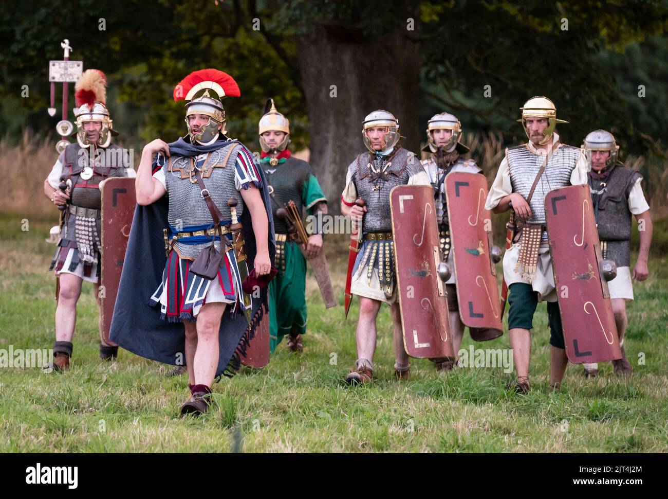 Roman living history reenactors during the reenactment at Chesters ...
