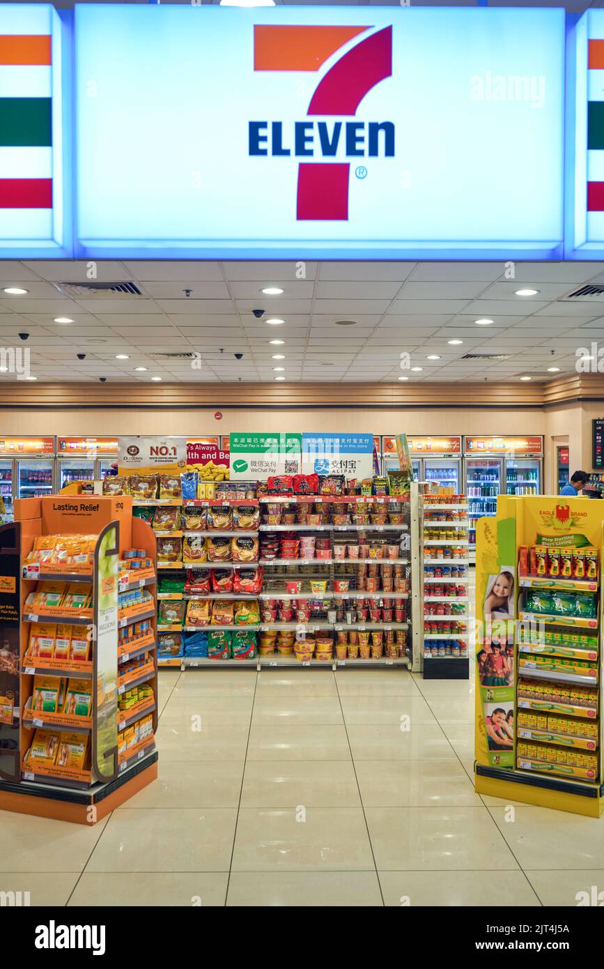 SINGAPORE - CIRCA JANUARY, 2020: 7-eleven brand name over a store ...