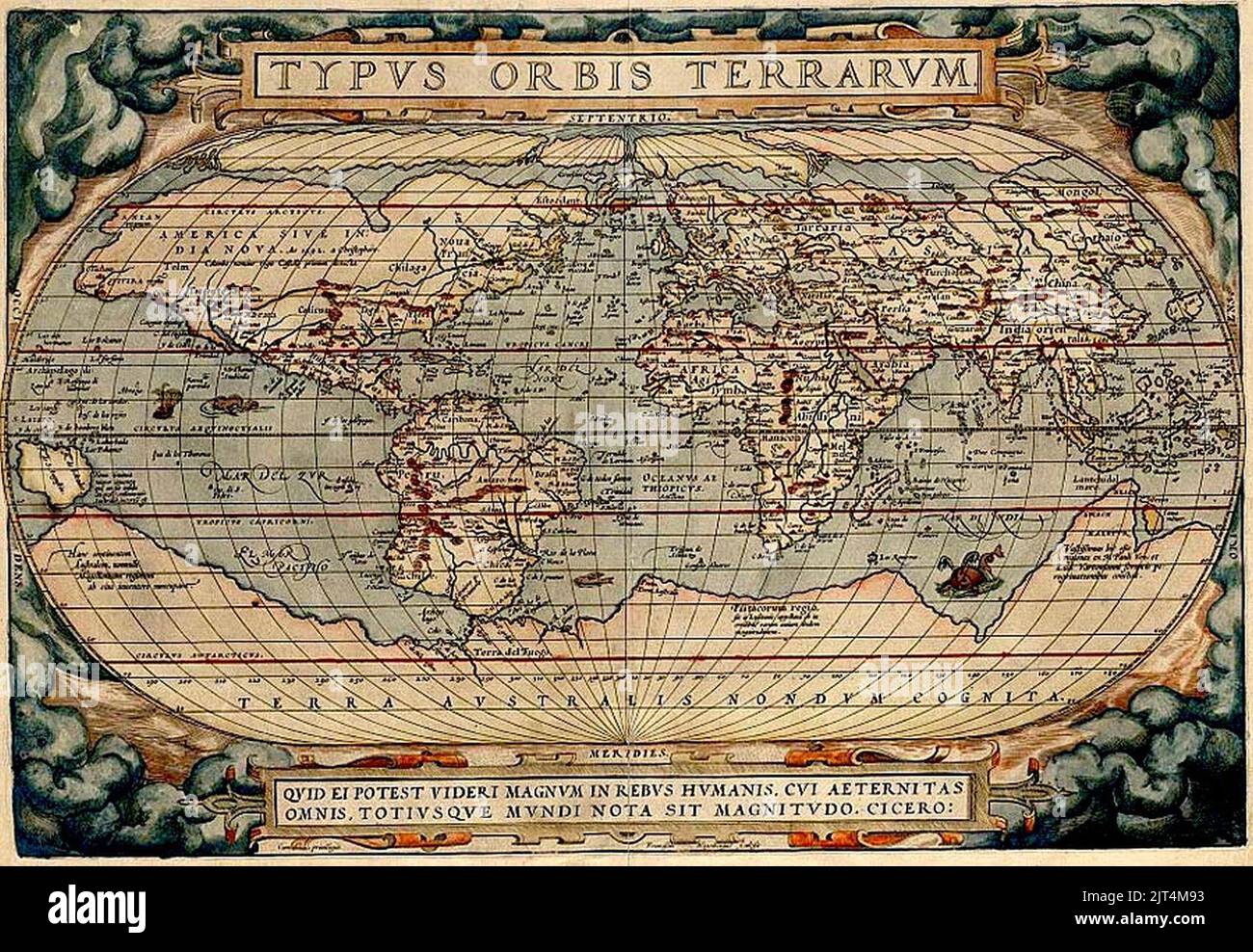 Typus Orbis Terrarum drawn by Abraham Ortelius Stock Photo - Alamy