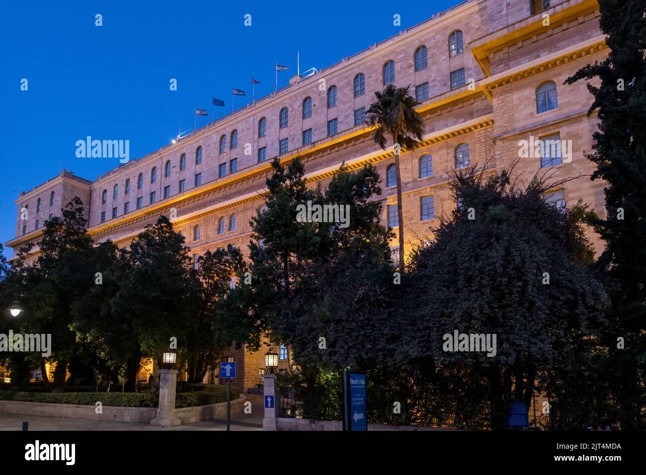 View at twilight of the 6-story luxurious King David hotel built in the ...