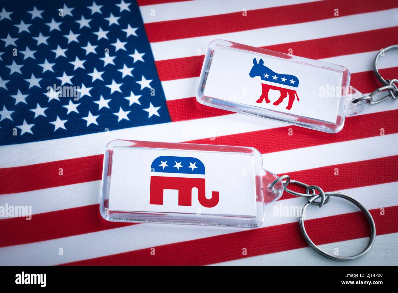 keychains with symbol of US parties. In American politics US parties ...