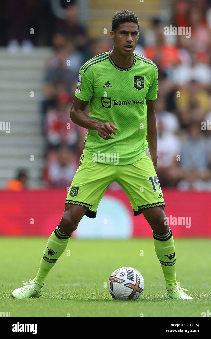Southampton, England, 27th August 2022. Raphael Varane of Manchester ...