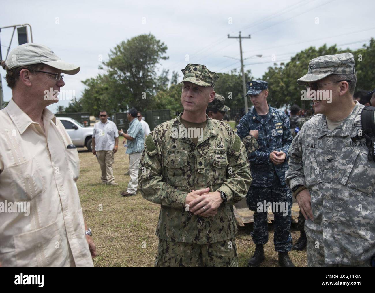 U.S. Ambassador to Honduras James D. Nealon, left, speaks with U.S ...