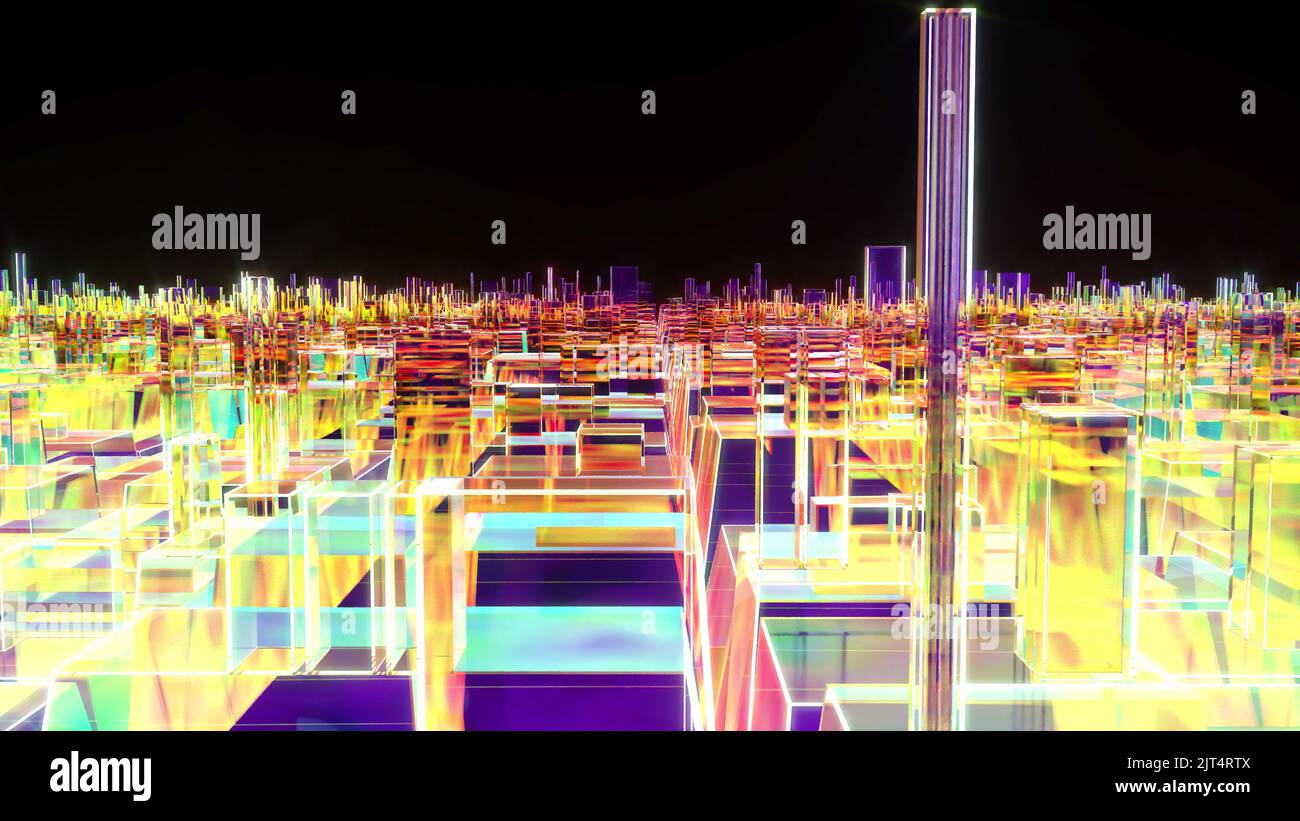 Futuristic information technology Smart city hologram town shine ...