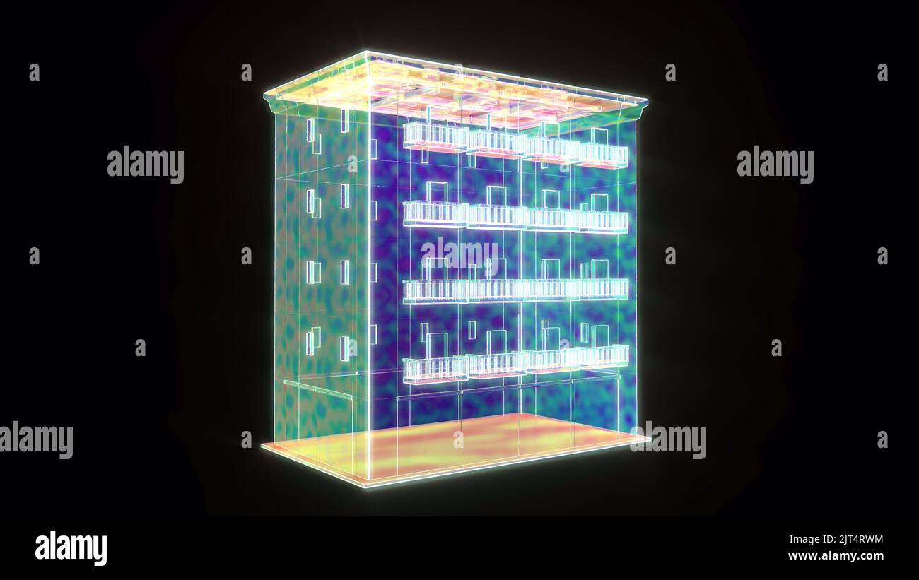Hologram of the building Futuristic technology digital urban ...