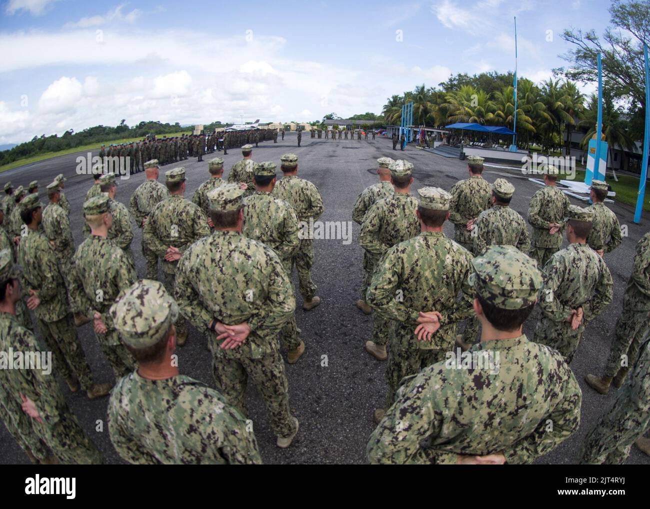 U.S. and Guatemalan service members attend a closing ceremony at the ...