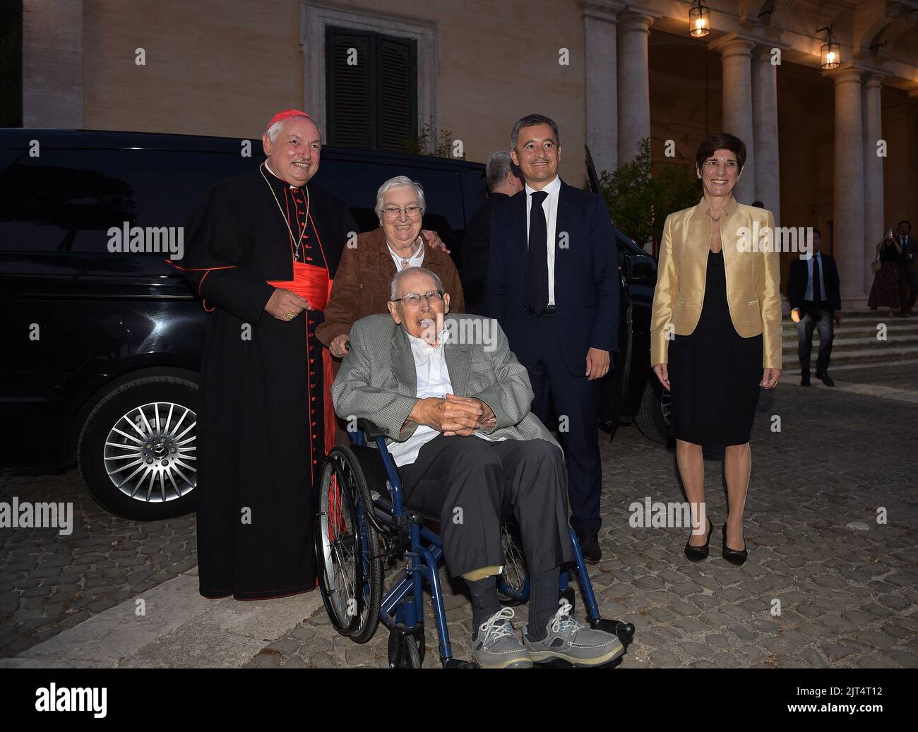 French minister of interior Gerald Darmanin (2nd from right) poses with ...