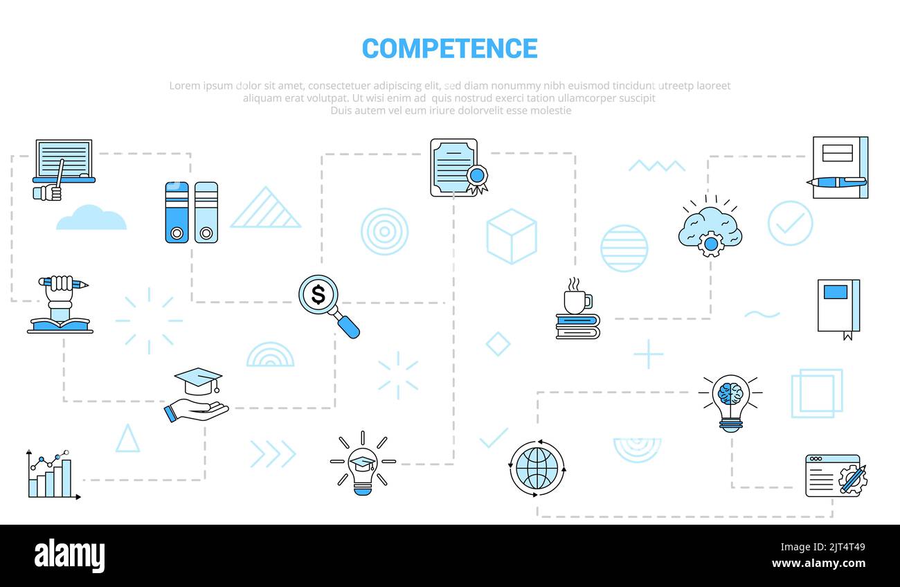 competence concept with icon set template banner with modern blue color ...