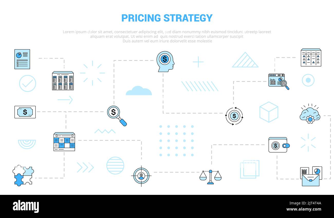 pricing strategy concept with icon set template banner with modern blue ...