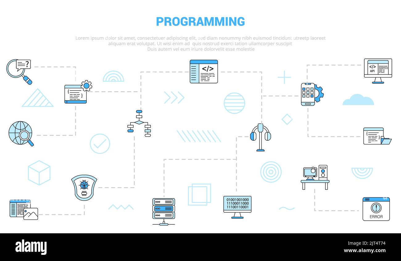 programming concept with icon set template banner with modern blue ...