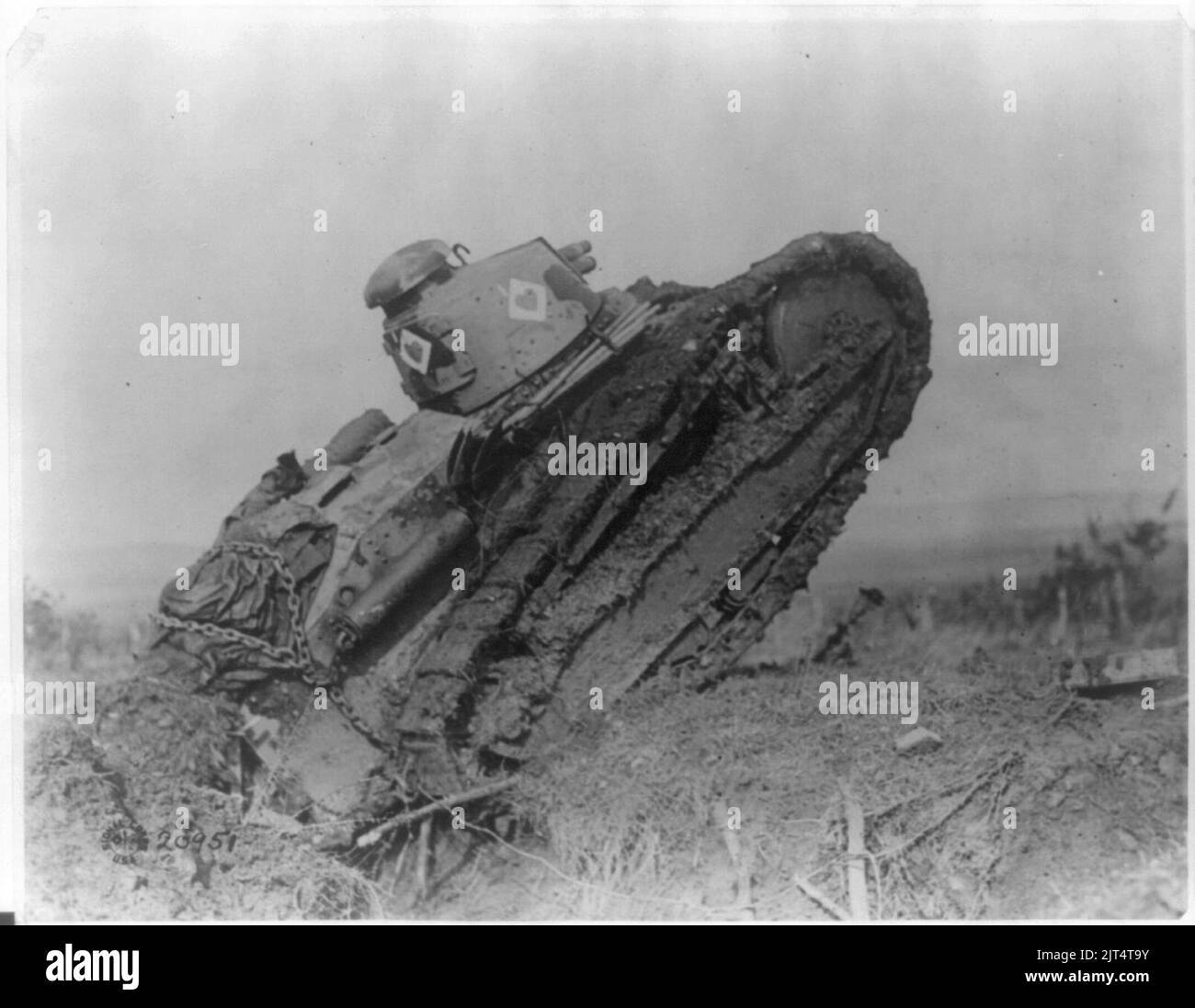 U.S. Army in France - tank emerging from trench Stock Photo - Alamy