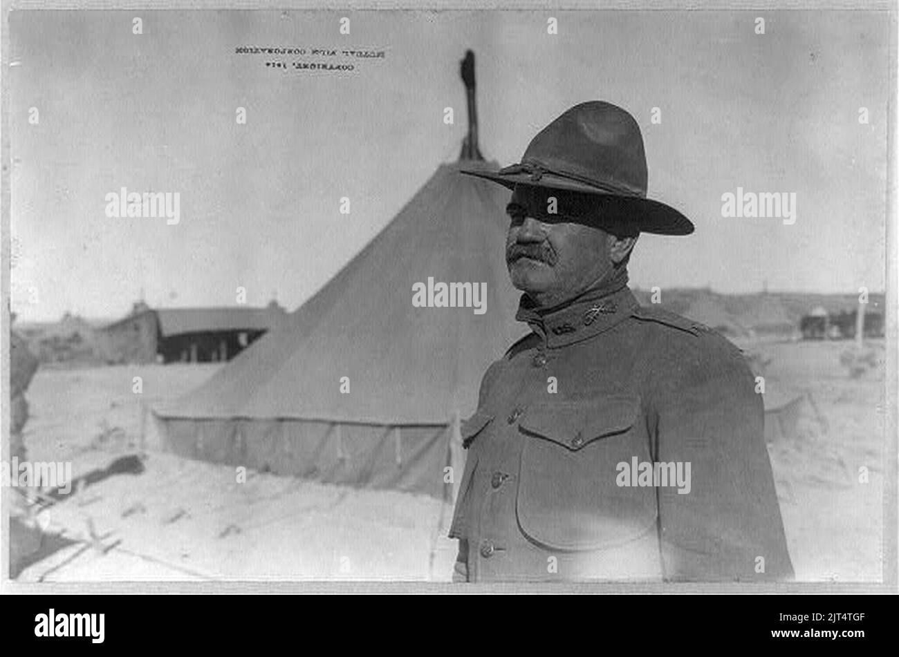 U.S. Army tent camp in Mexico, 1914- U.S. 15th Cavalry officer; head ...