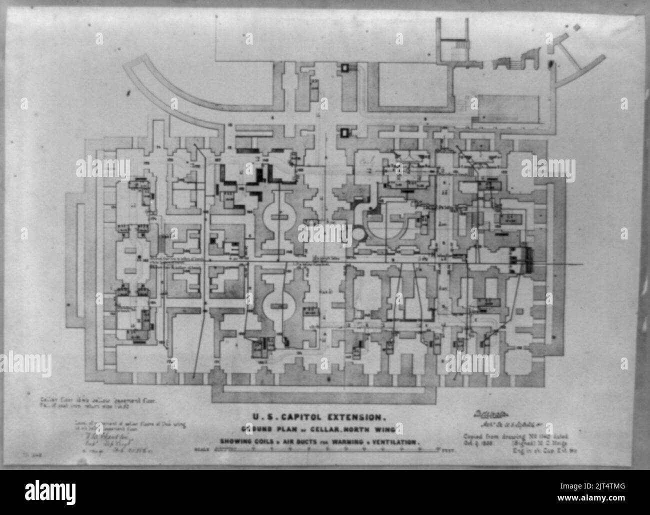 U.S. Capitol extension, ground plan of cellar, north wing Stock Photo ...