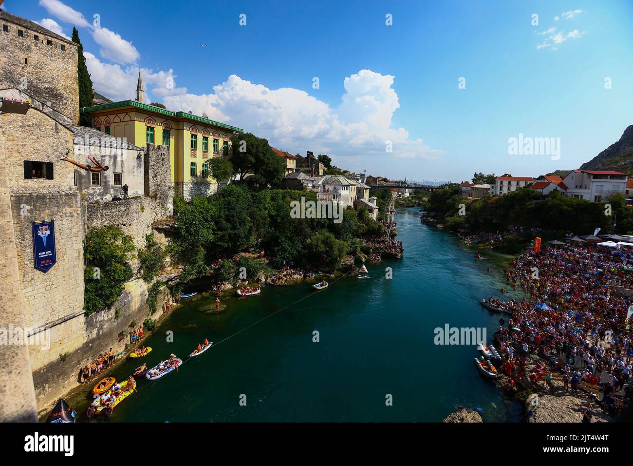 Spectators are seen during Red Bull Cliff Diving final competition at ...