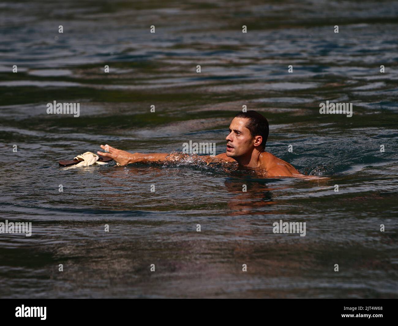 Athlet is seen during Red Bull Cliff Diving final competition at Stari ...